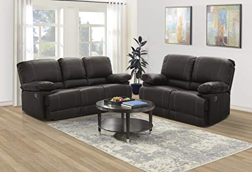 Lexicon Randolph Faux Leather Double Reclining Sofa with Dropdown Table, 81" W, Dark Brown