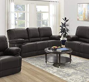 Lexicon Randolph Faux Leather Double Reclining Sofa with Dropdown Table, 81" W, Dark Brown