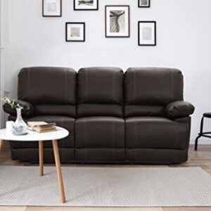 Lexicon Randolph Faux Leather Double Reclining Sofa with Dropdown Table, 81" W, Dark Brown