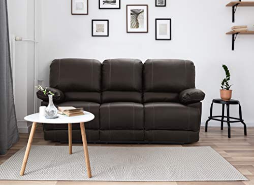 Lexicon Randolph Faux Leather Double Reclining Sofa with Dropdown Table, 81" W, Dark Brown