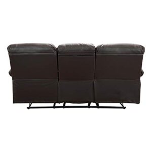 Lexicon Randolph Faux Leather Double Reclining Sofa with Dropdown Table, 81" W, Dark Brown