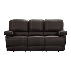 Lexicon Randolph Faux Leather Double Reclining Sofa with Dropdown Table, 81" W, Dark Brown