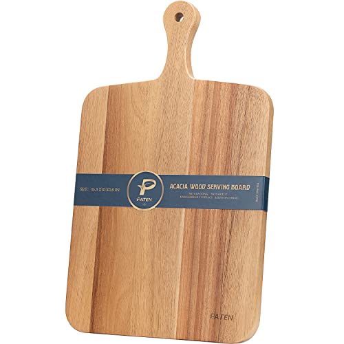 Paten Cutting Board Wood, Acacia Serving Board,Wooden Kitchen Chopping Board for Meat, Cheese, Bread, Vegetables &Fruits- Kitchen Butcher Block, 16.5x10 inch