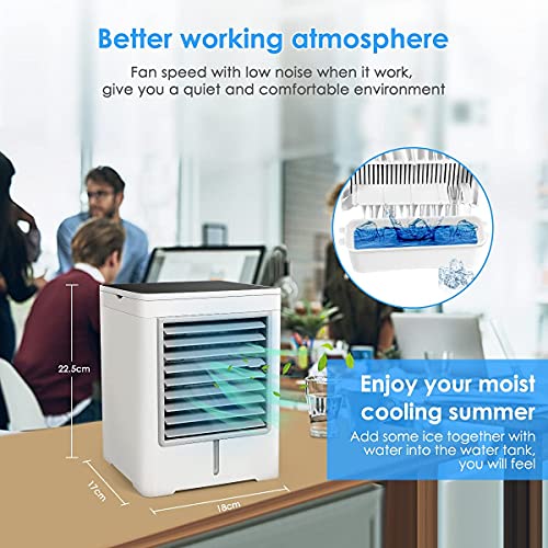 Personal Air Cooler, Portable Evaporative Conditioner with 3 Speeds Touch Screen Cooling Fan, Air Conditioner Fan for Home, Room, Office, Car, Camping…