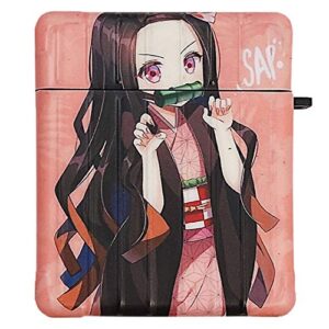 varwaneo airpods 1 2 case, demon slayer kamado tanjirou nezuko anime pattern for airpods 1 2 case bluetooth earphone protective cover imd headphone case (nezuko)