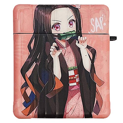 VARWANEO Airpods 1 2 Case, Demon Slayer Kamado Tanjirou Nezuko Anime Pattern for Airpods 1 2 Case Bluetooth Earphone Protective Cover IMD Headphone Case (Nezuko)