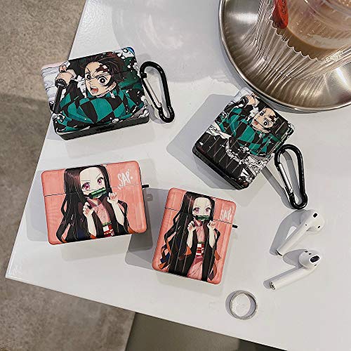 VARWANEO Airpods 1 2 Case, Demon Slayer Kamado Tanjirou Nezuko Anime Pattern for Airpods 1 2 Case Bluetooth Earphone Protective Cover IMD Headphone Case (Nezuko)