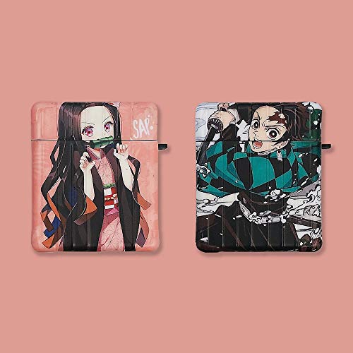 VARWANEO Airpods 1 2 Case, Demon Slayer Kamado Tanjirou Nezuko Anime Pattern for Airpods 1 2 Case Bluetooth Earphone Protective Cover IMD Headphone Case (Nezuko)