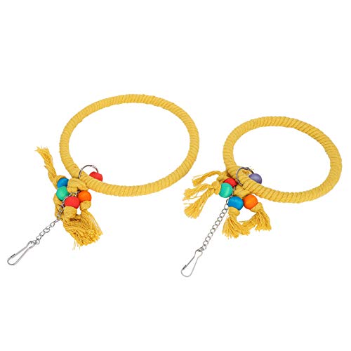 Bird Biting Toy Durable and Portable Ring Rope Swing Bird Toy, Parrot Hanging Ring, Resistance to Bite for Pet Parrot Parrotlet Budgie Cockateil Cockatoo(Yellow)