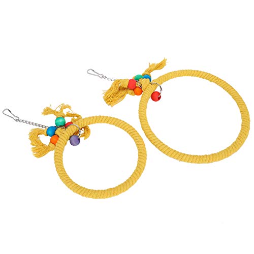 Bird Biting Toy Durable and Portable Ring Rope Swing Bird Toy, Parrot Hanging Ring, Resistance to Bite for Pet Parrot Parrotlet Budgie Cockateil Cockatoo(Yellow)