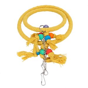 Bird Biting Toy Durable and Portable Ring Rope Swing Bird Toy, Parrot Hanging Ring, Resistance to Bite for Pet Parrot Parrotlet Budgie Cockateil Cockatoo(Yellow)