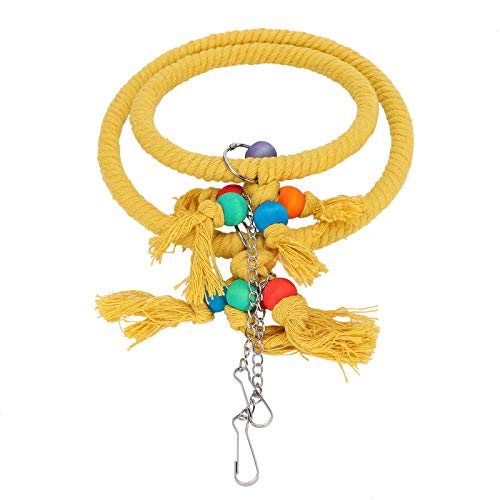 Bird Biting Toy Durable and Portable Ring Rope Swing Bird Toy, Parrot Hanging Ring, Resistance to Bite for Pet Parrot Parrotlet Budgie Cockateil Cockatoo(Yellow)