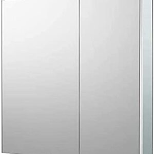 Sunrosa Aluminum Bathroom Medicine Cabinet with Mirror Door, 30"×27.5" Bathroom Mirror Cabinet, Wall-mountable and Recessed-in Mirror Cabinet, 2 Doors Medicine Cabinet Organizer II