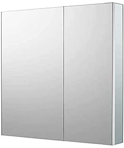 Sunrosa Aluminum Bathroom Medicine Cabinet with Mirror Door, 30"×27.5" Bathroom Mirror Cabinet, Wall-mountable and Recessed-in Mirror Cabinet, 2 Doors Medicine Cabinet Organizer II