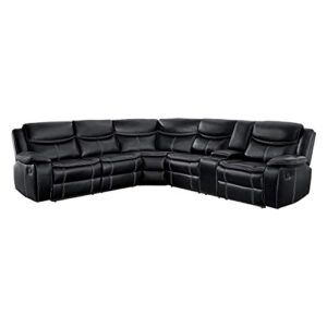 lexicon warrenton leather gel matched 3-piece sectional manual reclining sofa with right console, 105" x 118", black