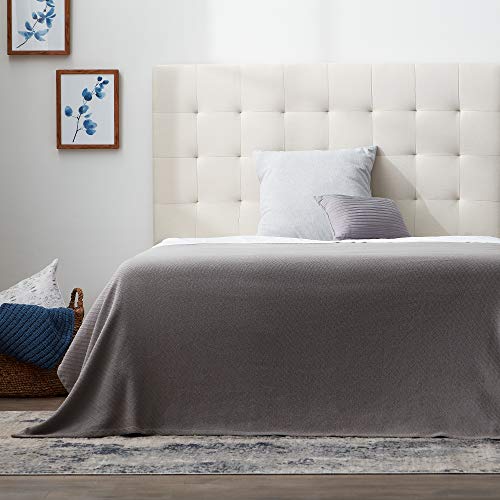 LUCID Upholstered Rectangle Square Tufting headboard, King/California King, Pearl