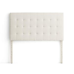 LUCID Upholstered Rectangle Square Tufting headboard, King/California King, Pearl