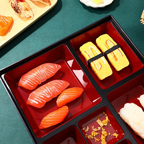 Cabilock Japanese Sushi Tray Lunch Box Bento Box Traditional Plastic Candy Box Snack Serving Box with Lid for Restaurant Home Office School