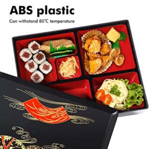 Cabilock Japanese Sushi Tray Lunch Box Bento Box Traditional Plastic Candy Box Snack Serving Box with Lid for Restaurant Home Office School