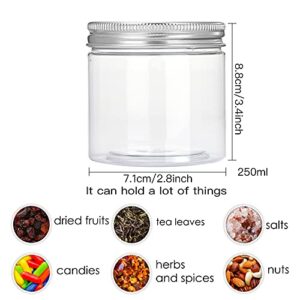 12 Pack Clear Plastic Jars Containers with Screw On Lids,Refillable Wide-Mouth Plastic Slime Storage Containers for Beauty Products,Kitchen & Household Storage - BPA Free (8.45 Ounce)