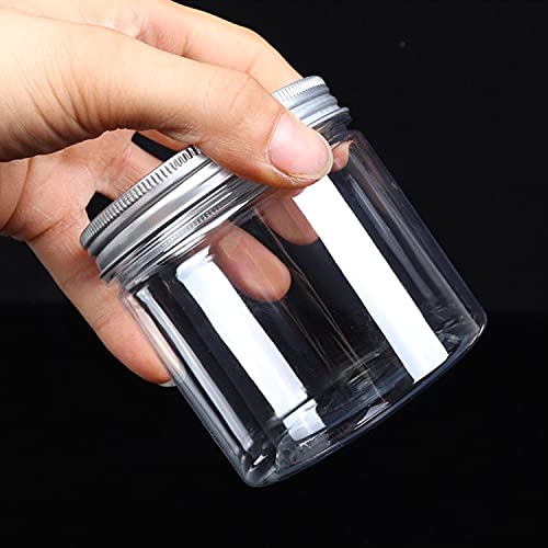 12 Pack Clear Plastic Jars Containers with Screw On Lids,Refillable Wide-Mouth Plastic Slime Storage Containers for Beauty Products,Kitchen & Household Storage - BPA Free (8.45 Ounce)