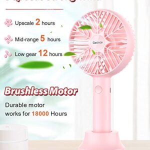 Gasince Handheld Fan Mini Fan,Small Personal Portable Fan, USB Desk Fan,Rechargeable Eyelash Fan for Makeup,8-13hours Operated Small Makeup Eyelash Fan for Women Girls Outdoor and Indoor (Pink)