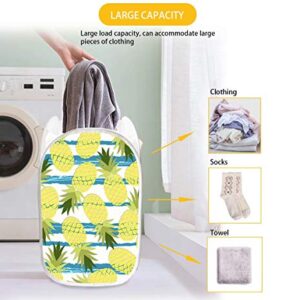 NDISTIN Strong Mesh Pop-Up Laundry Hamper for Kids Teen Beach Starfish Print with Convenient Side Pockets Foldable Laundry Basket for Bedroom, Kids Room, College Dormitory and Travel 85L