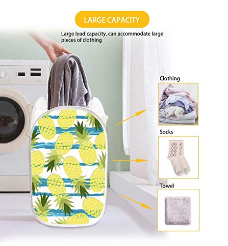 NDISTIN Strong Mesh Pop-Up Laundry Hamper for Kids Teen Beach Starfish Print with Convenient Side Pockets Foldable Laundry Basket for Bedroom, Kids Room, College Dormitory and Travel 85L