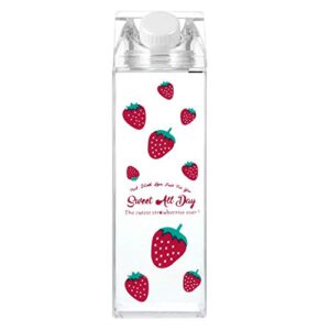 cabilock 500ml strawberry printed milk box milk carton water bottle plastic milk box juice bottle empty milk container water bottle