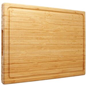 Extra Large XXXL Bamboo Cutting Board 24 x16 Inch,Largest Wooden Butcher Block for Turkey, Meat, Vegetables, BBQ, Over the Sink Chopping Board with Handle and Juice Groove