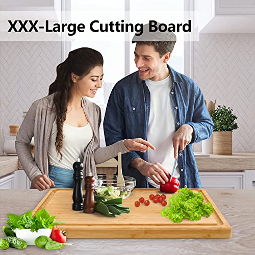 Extra Large XXXL Bamboo Cutting Board 24 x16 Inch,Largest Wooden Butcher Block for Turkey, Meat, Vegetables, BBQ, Over the Sink Chopping Board with Handle and Juice Groove