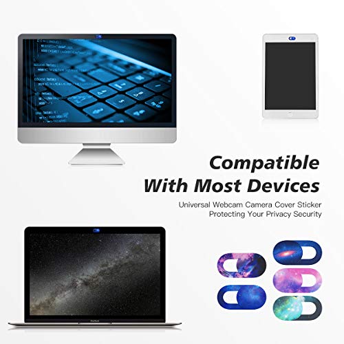 5 Pack Ultra Thin Webcam Cover Slide for Laptop/Computer/MacBook Air/MacBook Pro/Tablet/iPad/PC, Web Camera Cover Protect Your Privacy and Security, Galaxy