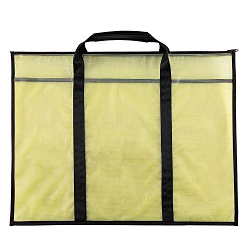 Art Mesh Vinyl Storage Bag with Handle and Zipper, Waterproof Art Supply Storage Transparent Bag for Large Posters, Poster Board, Painting, Teaching Material, Art Works,Posters Organization