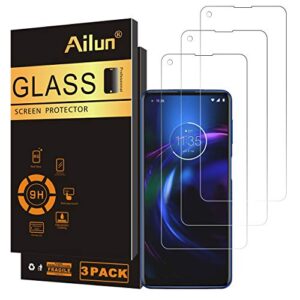 ailun screen protector for moto g power 2021 3 pack tempered glass 9h hardness ultra clear bubble free anti-scratch fingerprint oil stain coating case friendly [not for moto g power 2020/2022]