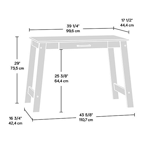 Sauder Beginnings Writing Table, L: 43.58" x W: 17.48" x H: 28.94", Silver Sycamore Finish