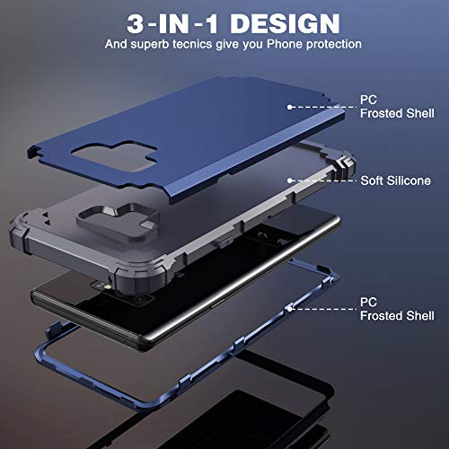 IDweel Galaxy Note 9 Case, Note 9 Case Blue for Men, 3 in 1 Shockproof Slim Hybrid Heavy Duty Protection Hard PC Cover Soft Silicone Rugged Bumper Full Body Case for Galaxy Note 9, Blue