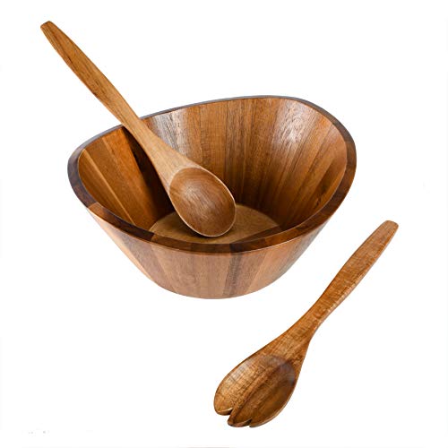 Gibson Home Sherwood 3-Piece Acacia Wood Salad Bowl Set, 32 quarts