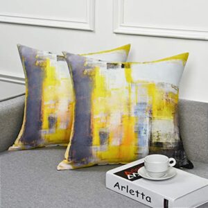 Yastouay 2 Pack Yellow Grey Decorative Pillow Covers 18 x 18 inch Modern Contemporary Accent Throw Pillow Covers Home Decor Cushion Cases for Sofa Bed Living Room Bedroom