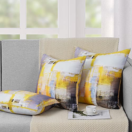 Yastouay 2 Pack Yellow Grey Decorative Pillow Covers 18 x 18 inch Modern Contemporary Accent Throw Pillow Covers Home Decor Cushion Cases for Sofa Bed Living Room Bedroom