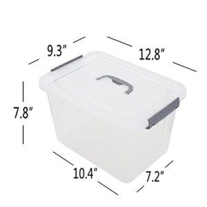 Jandson Plastic Storage Bin with Lid, 12 Quart Latching Box, Set of 1