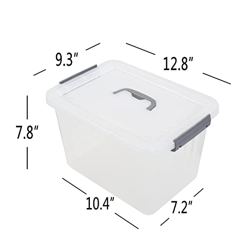 Jandson Plastic Storage Bin with Lid, 12 Quart Latching Box, Set of 1