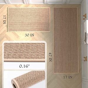 MontVoo Kitchen Rugs and Mats Washable [2 PCS] Non-Skid Natural Rubber Kitchen Mats for Floor Runner Rugs Set for Kitchen Floor Front of Sink, Hallway, Laundry Room 17"x30"+17"x47" (Oats)