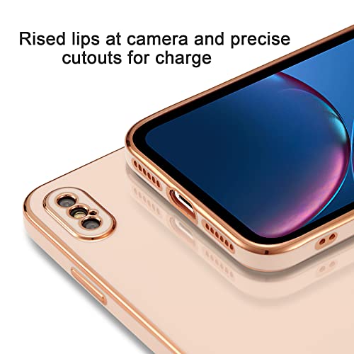 DEFBSC Electroplate Case for iPhone XR, Luxury Electroplated Edge Soft TPU Bumper iPhone XR Case, Full Body Camera Protection Shockproof Anti-Fall Heavy Duty Protective Phone Case, Gold