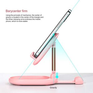 OATSBASF Cute Bear Phone Stand, Foldable Angle Height Adjustable Cell Phone Stand for Desk, Portable Universal Multifunction Phone Holder Stand, Compatible with iPhone, Switch, All Phones (Pink)