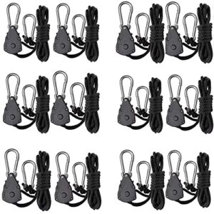 green hut 6 pair of 1/8 inch adjustable rope hanger heavy duty for grow light rope hangers loose-proof design light fixture hangers (12pcs)