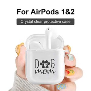 Creforkial Cute Dog Mom Case with Keychain for Airpod Clear Soft TPU, Protective Cover [ LED Visible ] [ Supports Wireless Charging ] for Airpods 1st and 2nd Generation