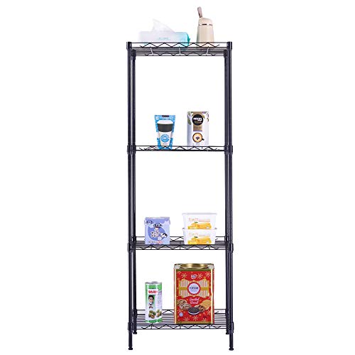 Kcelarec 4-Tier Wire Shelving Metal Storage Rack Adjustable Shelves for Laundry Bathroom Kitchen Pantry Closet, Black