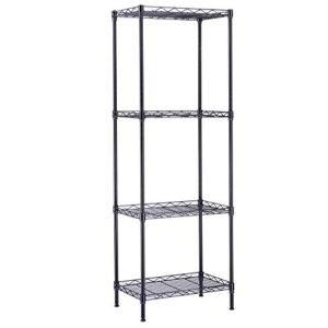 Kcelarec 4-Tier Wire Shelving Metal Storage Rack Adjustable Shelves for Laundry Bathroom Kitchen Pantry Closet, Black