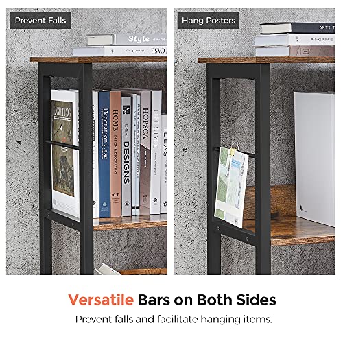 VASAGLE Bookshelf, Cube Shelf, Console Table, TV Stand with 6 Storage Cubes, for Office, Living Room, Bedroom, 13 x 47.2 x 31.5 Inches Industrial Design, Rustic Brown and Black ULLS104B01