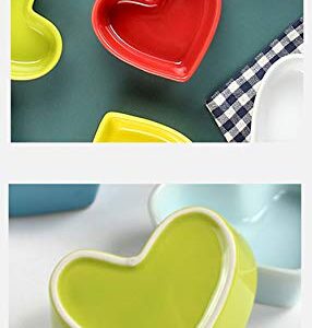 FUYU Colorful Heart Shaped Ceramic Ramekin Bowls Souffle Dishes Pudding Cups Snack Dishes Dipping Bowls